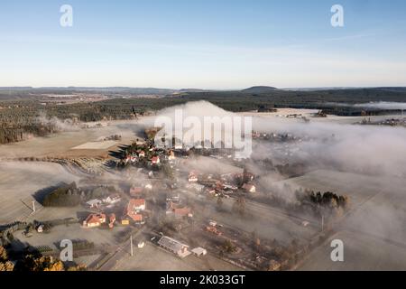 Germany, Thuringia, Ilmenau, Pennewitz, houses, streets, fields, ground ...