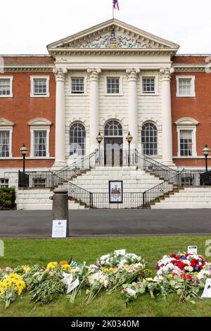 Flowers laid in front of the British Embassy in Budapest, Hungary, 9th ...
