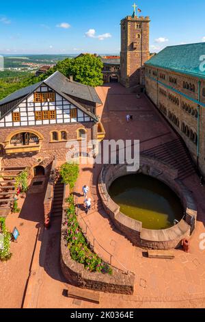 Wartburg castle near Eisenach, keep (German Bergfried) and inner ...
