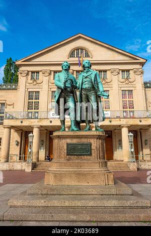 Goethe-Schiller monument in front of the German National Theater ...