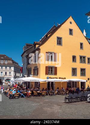 Germany, Saarland, Saarbrucken, People at St. Johanner Market Square ...