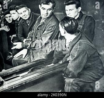 Soviet Russian factory workers. 1965 Stock Photo - Alamy