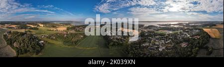 Norway, Vestfold, Larvik, Bergeskogen, Rekkevik, settlements, fields ...