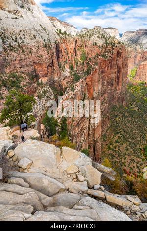 View from Scout Lookout on Angels Landing Trail, Zion National Park ...