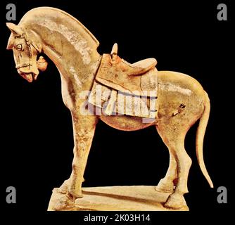 Tang Dynasty horse. white figurine, on an empty stomach, standing ...