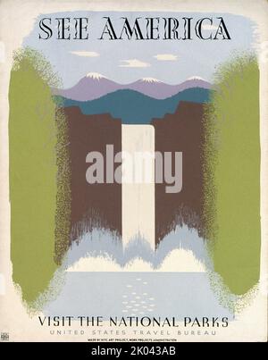 See America. Visit the national parks - Vintage American Travel Poster ...
