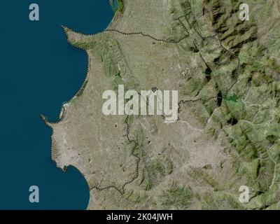 Durres, county of Albania. Low resolution satellite map. Locations of ...