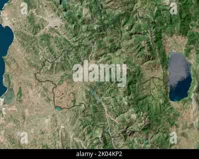 Elbasan, county of Albania. High resolution satellite map. Locations of major cities of the ...