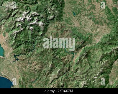 Kukes, county of Albania. High resolution satellite map. Corner ...