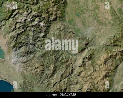 Kukes, county of Albania. Low resolution satellite map. Locations and ...