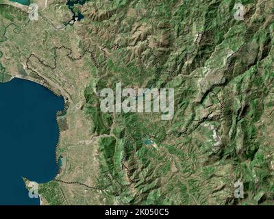 Lezhe, county of Albania. High resolution satellite map. Locations of ...
