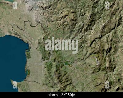 Lezhe, county of Albania. Low resolution satellite map. Locations and ...