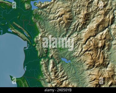 Lezhe, county of Albania. Elevation map colored in wiki style with ...