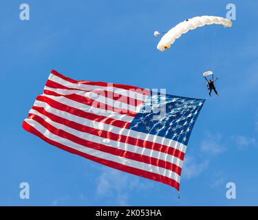 The incredible Red Bull Skydiving Team at the Stuart Air Show Stock ...