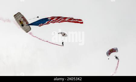 The incredible Red Bull Skydiving Team at the Stuart Air Show Stock ...