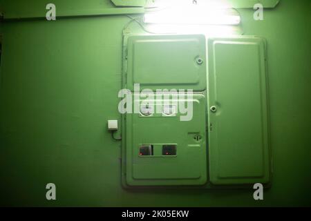 Metal doors of the entrance to the electrical substation Stock Photo ...