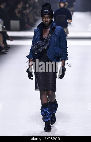 Model Ajok Daing walks on the runway at the Casablanca fashion show ...