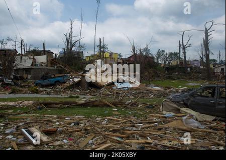 Damage, from Tuscaloosa-Birmingham, Alabama tornado, viewed by ...