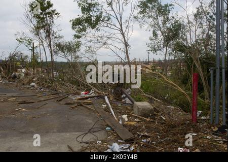 Damage, from Tuscaloosa-Birmingham, Alabama tornado, viewed by ...