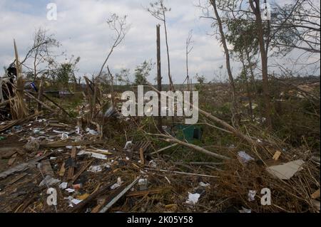 Damage, from Tuscaloosa-Birmingham, Alabama tornado, viewed by ...