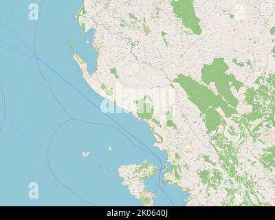 Vlore, county of Albania. Open Street Map. Locations and names of major ...