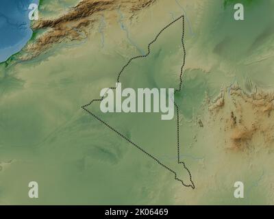Adrar, province of Algeria. Elevation map colored in wiki style with ...