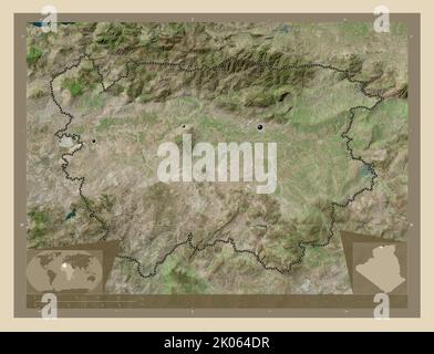 Ain Defla, province of Algeria. High resolution satellite map. Corner ...