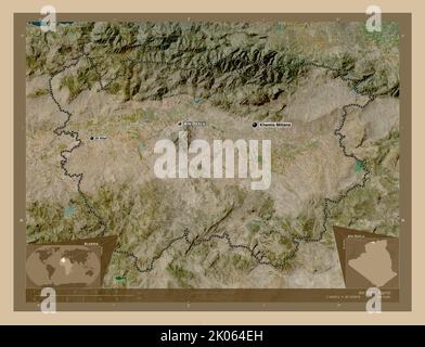 Ain Defla, province of Algeria. Low resolution satellite map. Locations ...