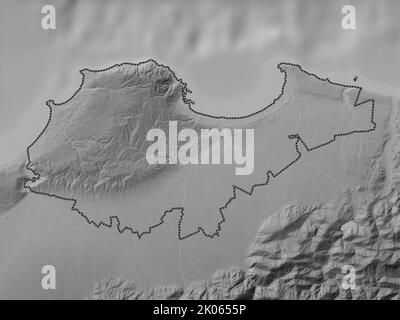 Alger, province of Algeria. Elevation map colored in sepia tones with ...