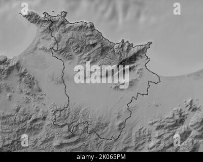 Annaba, province of Algeria. Grayscale elevation map with lakes and ...