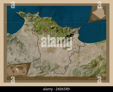 Annaba, province of Algeria. Low resolution satellite map. Locations of ...