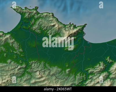Annaba, province of Algeria. Colored elevation map with lakes and ...