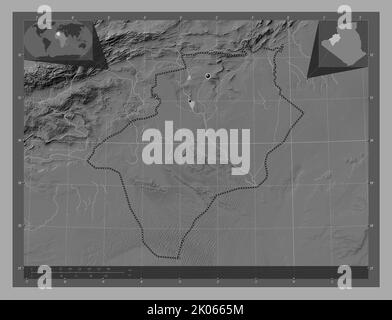 Bechar, province of Algeria. Bilevel elevation map with lakes and ...
