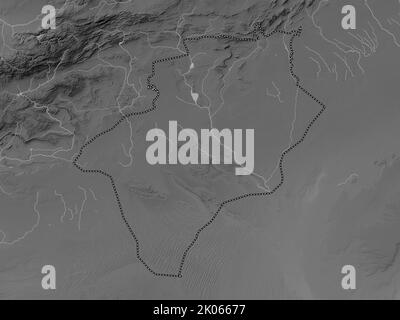 Bechar, province of Algeria. Grayscale elevation map with lakes and ...
