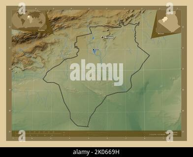 Bechar, province of Algeria. Colored elevation map with lakes and ...