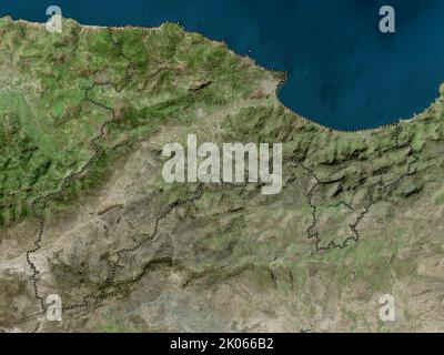 Bejaia, province of Algeria. High resolution satellite map. Locations ...