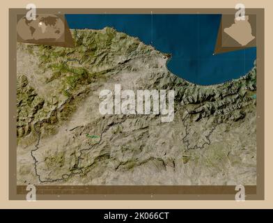 Bejaia, province of Algeria. Low resolution satellite map Stock Photo ...