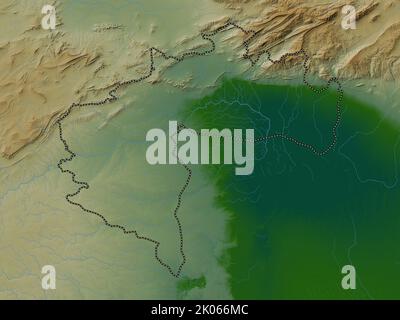 Biskra, province of Algeria. Elevation map colored in sepia tones with ...