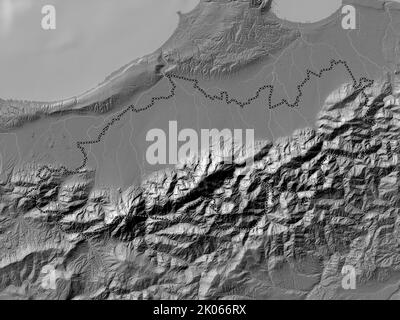 Blida, province of Algeria. Bilevel elevation map with lakes and rivers ...