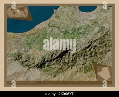 Blida, province of Algeria. Low resolution satellite map. Locations of ...