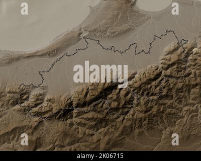 Blida, province of Algeria. Colored elevation map with lakes and rivers ...