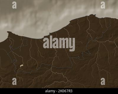 Boumerdes, province of Algeria. Colored elevation map with lakes and ...