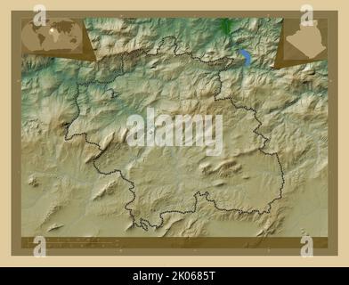 Constantine, province of Algeria. Colored elevation map with lakes and ...