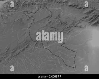 Djelfa, province of Algeria. Grayscale elevation map with lakes and ...