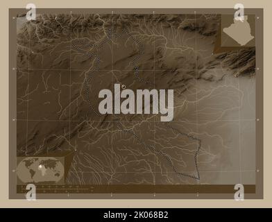 Djelfa, province of Algeria. Colored elevation map with lakes and ...