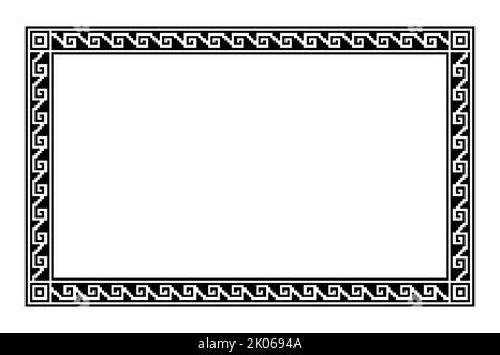 Aztec spiral step fret pattern, circle frame. Decorative border made of ...