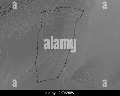 Ghardaia, province of Algeria. Grayscale elevation map with lakes and ...