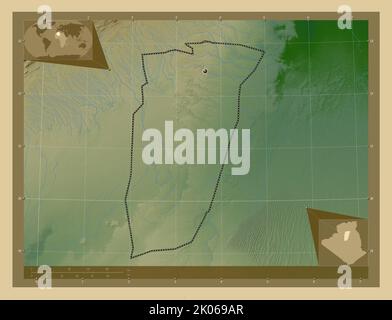 Ghardaia, province of Algeria. Colored elevation map with lakes and ...