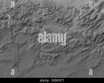 Guelma, province of Algeria. Grayscale elevation map with lakes and ...