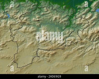 Guelma, province of Algeria. Colored elevation map with lakes and ...